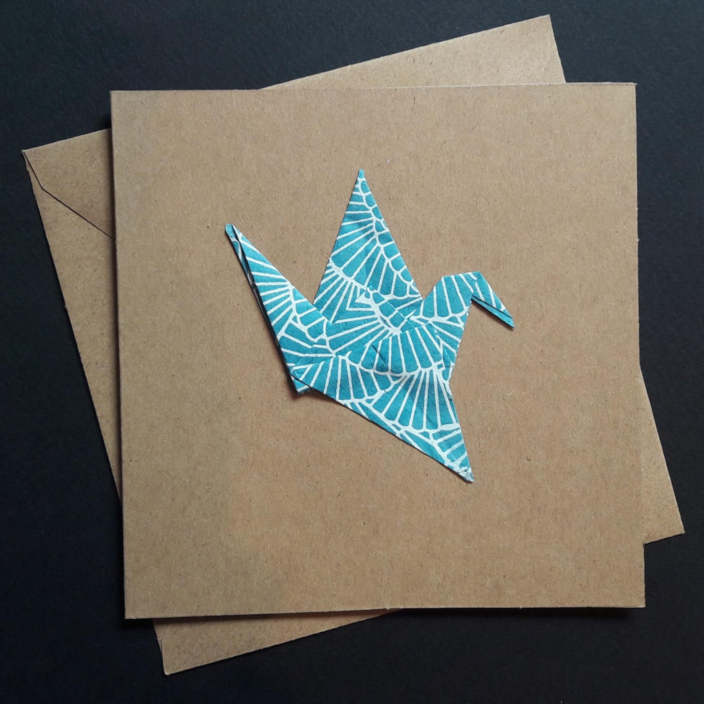Carte origami grue bleu/blanc – CUBIC