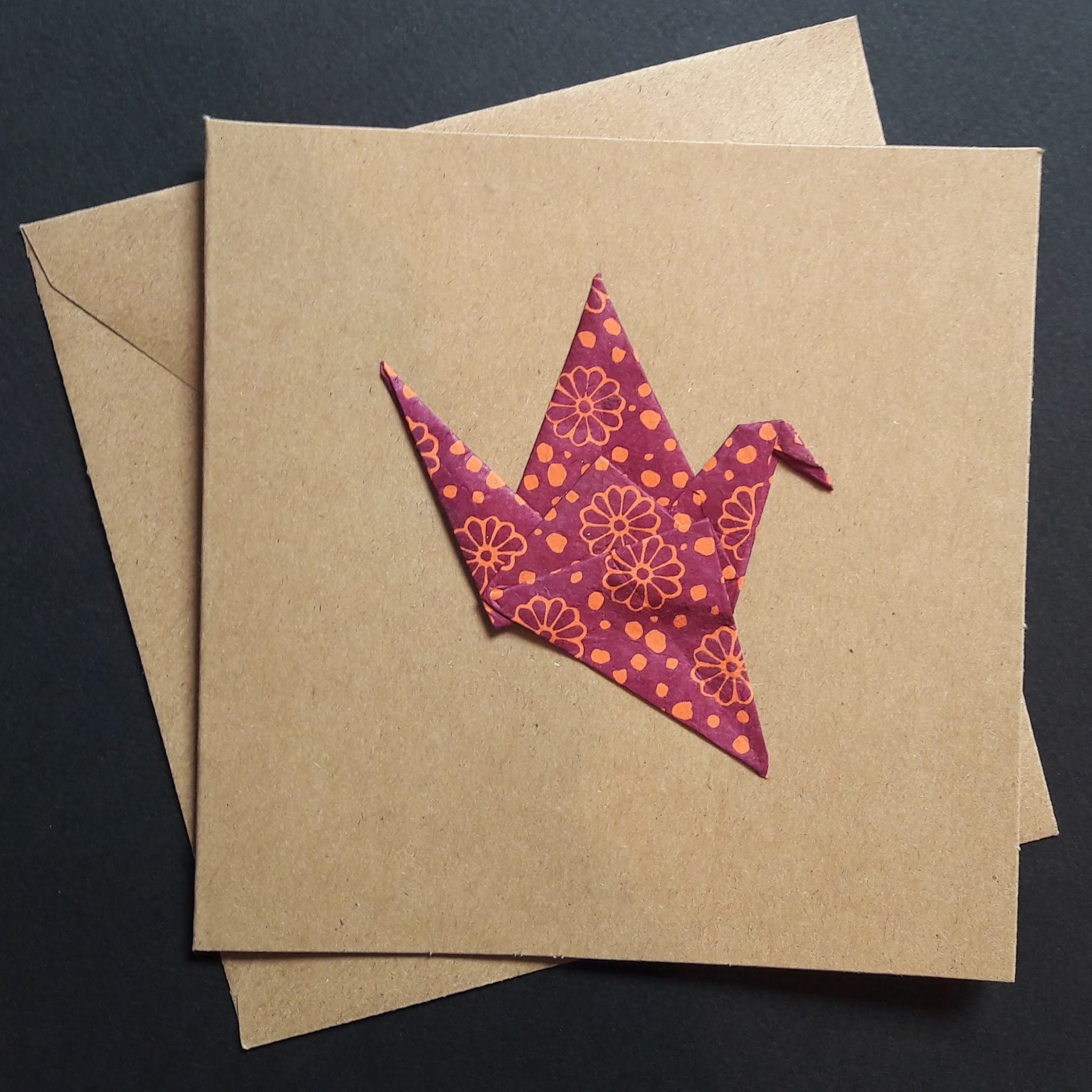 Carte origami grue rose/orange – CUBIC